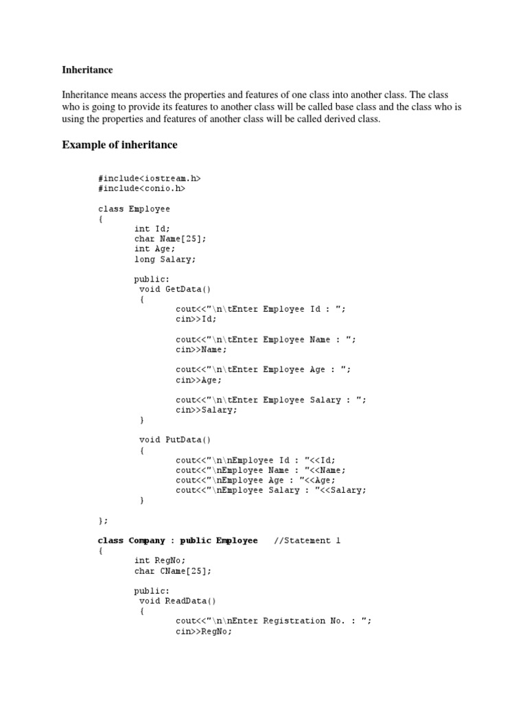Example of Inheritance | PDF | Inheritance (Object Oriented Programming ...
