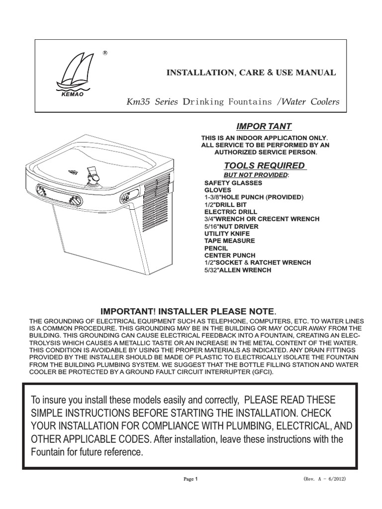 Km35 Series: Installation, Care & Use Manual | PDF | Electrical ...