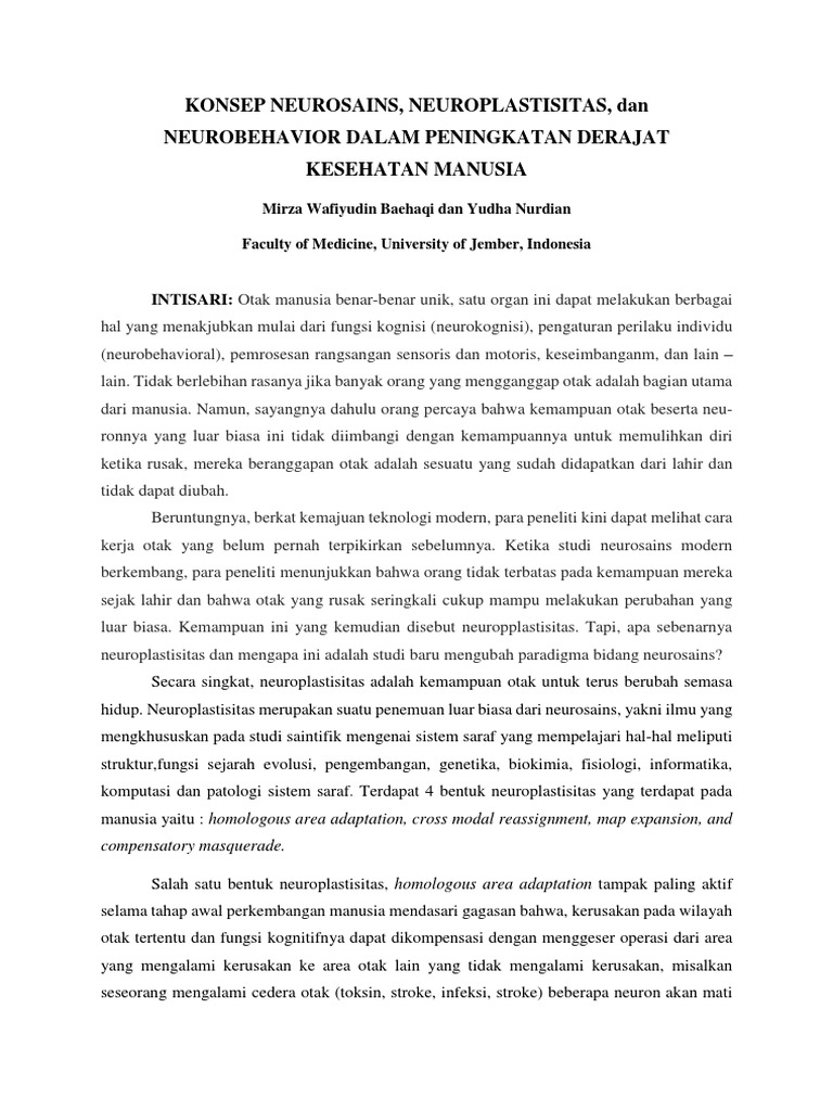 Konsep Neurosains, Neuroplastisitas, Dan Neurobehavior Dalam ...