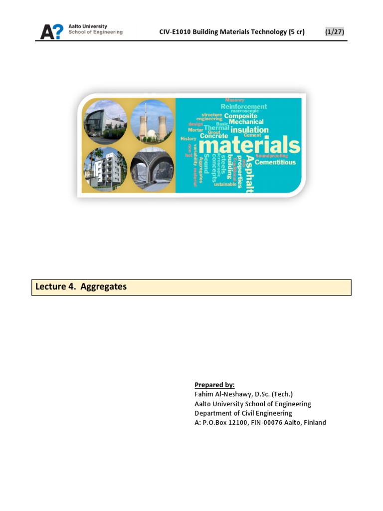 Lecture 4. Aggregates: CIV-E1010 Building Materials Technology (5 CR ...