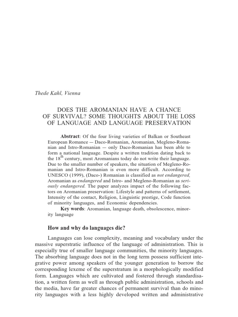 Thede Kahl - Does The Aromanian Have A Chance of Survival? | PDF ...