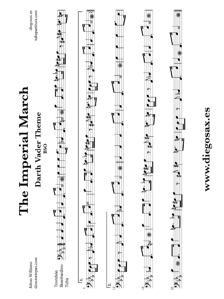 La Marcha Imperial Partitura Trombón Tube y Bombardino The Imperial ...