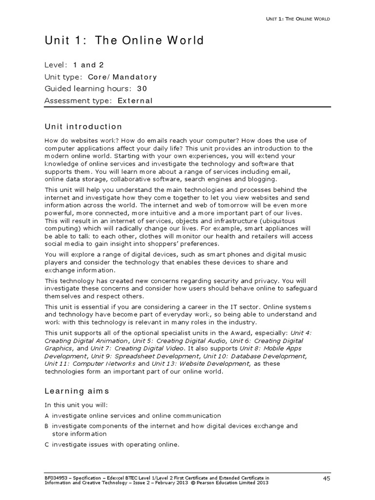 Unit 1: The Online World | PDF | World Wide Web | Internet & Web