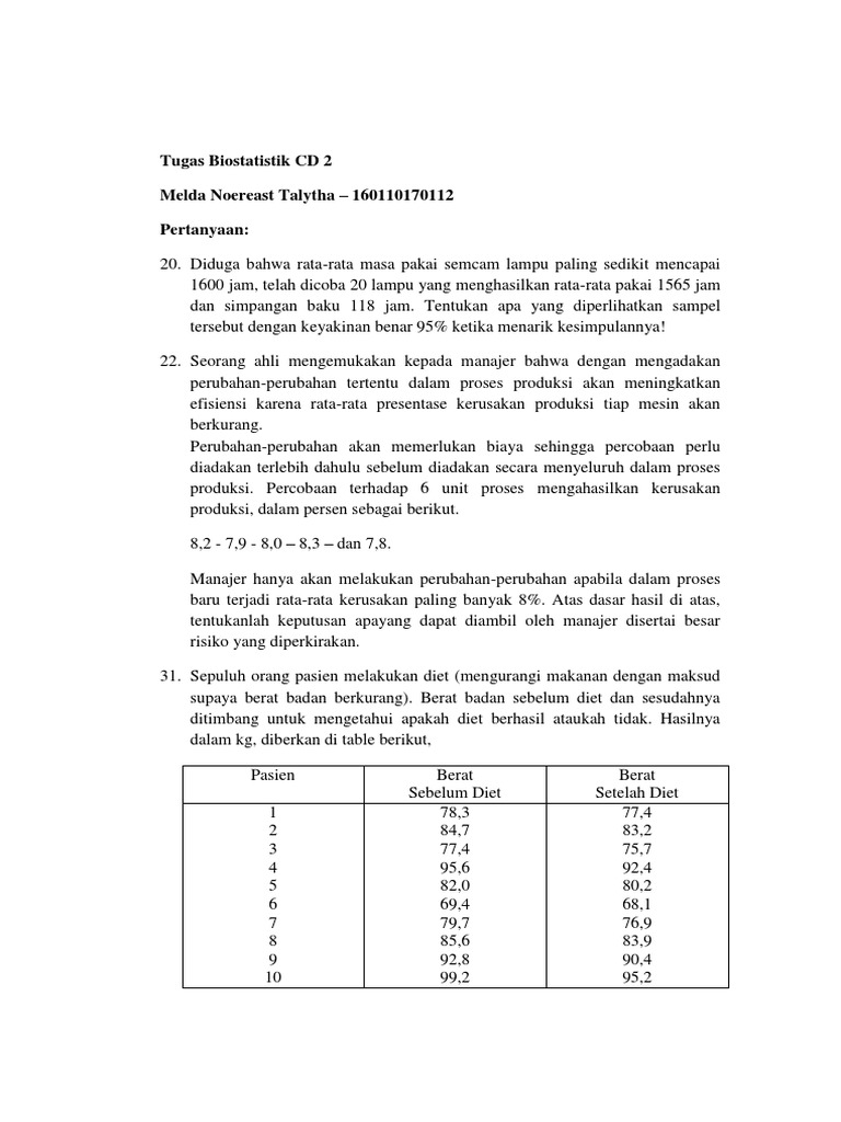 Tugas Biostatistik CD 2 | PDF