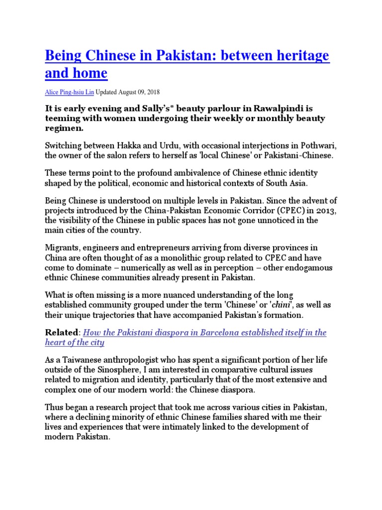 Chinese Identity in Pakistan Today | PDF | Pakistan | Han Chinese