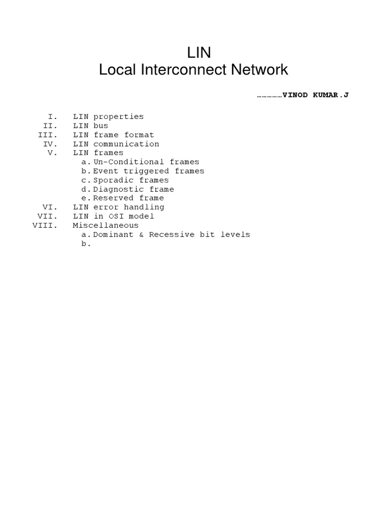 LIN Local Interconnect Network | PDF | Network Architecture | Network ...