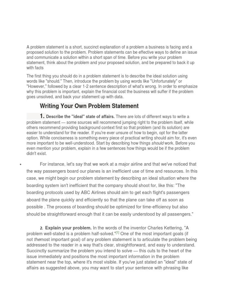 How To Write Problem Statement | PDF | Essays | Thesis