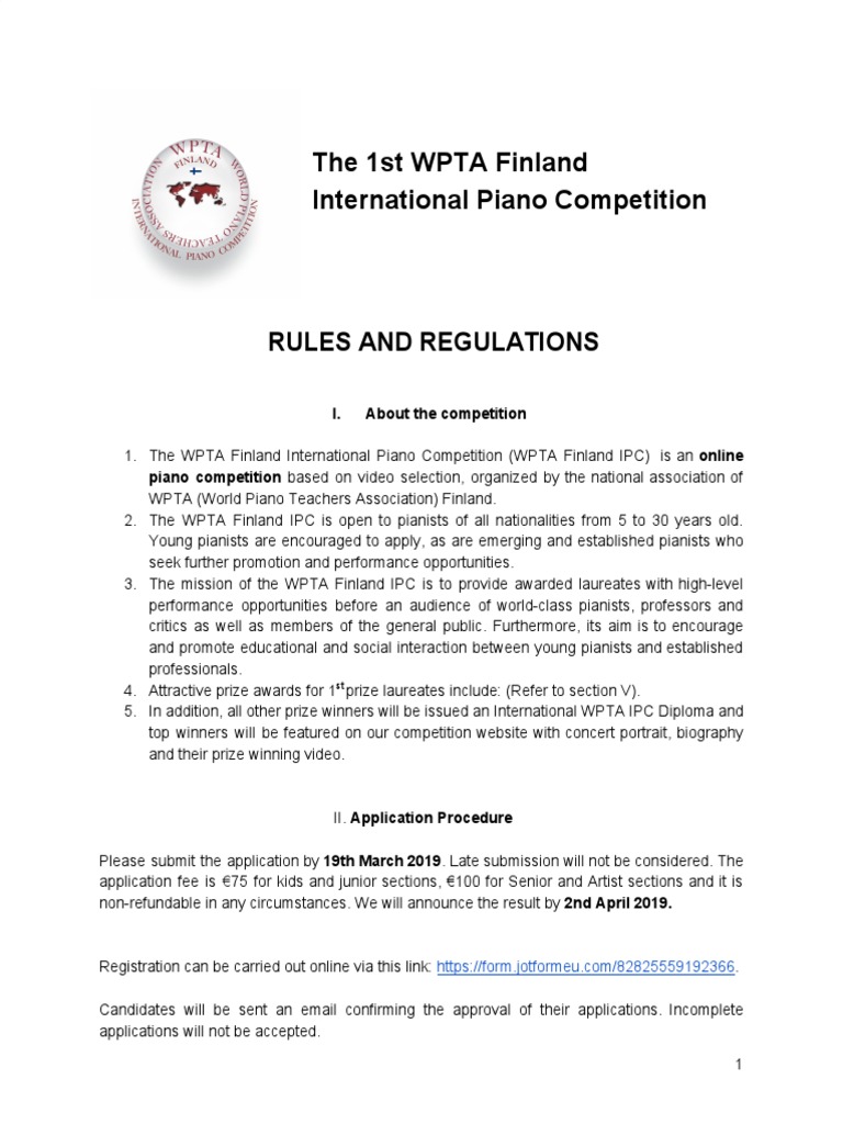 WPTA Finland IPC Rules and Regulations | PDF | You Tube