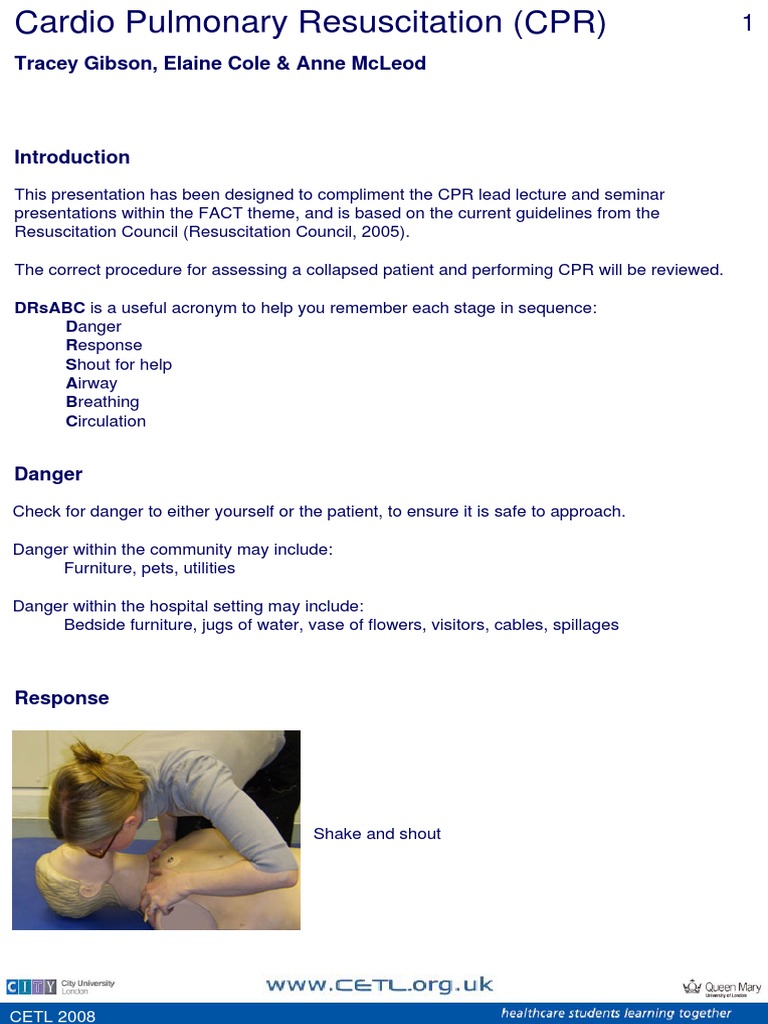 Cardio Pulmonary Resuscitation (CPR) : Tracey Gibson, Elaine Cole ...