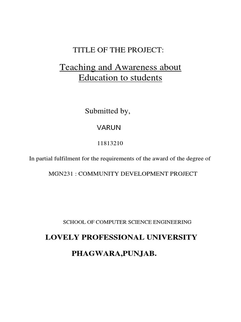 Student Education Awareness Project | PDF | Literacy | Schools