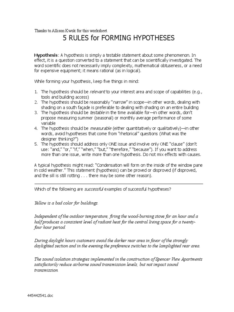 5 Rules for Forming Hypotheses | PDF | Art | Computers