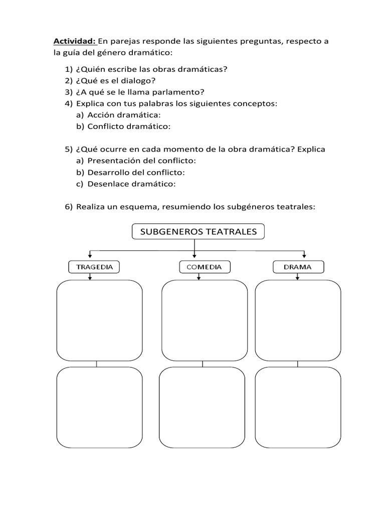 Actividad PREGUNTAS DE LA GUIA DEL GENERO DRAMATICO | PDF