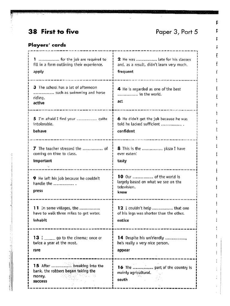 B2 FCE Games Word Formation | PDF