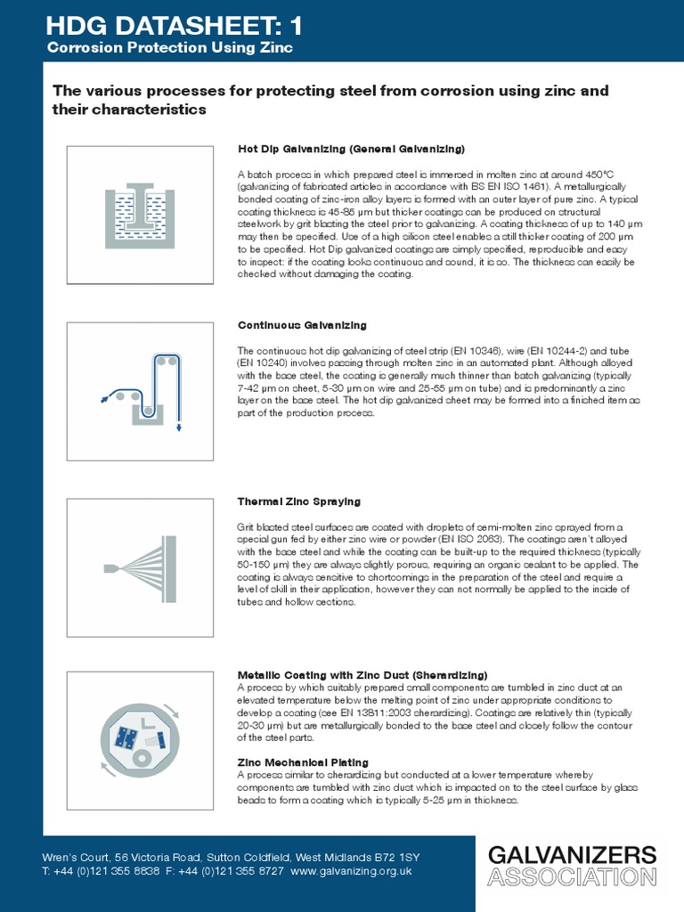 HDG Datasheet 1 - Corrosion Protection Using Zinc | PDF | Galvanization ...