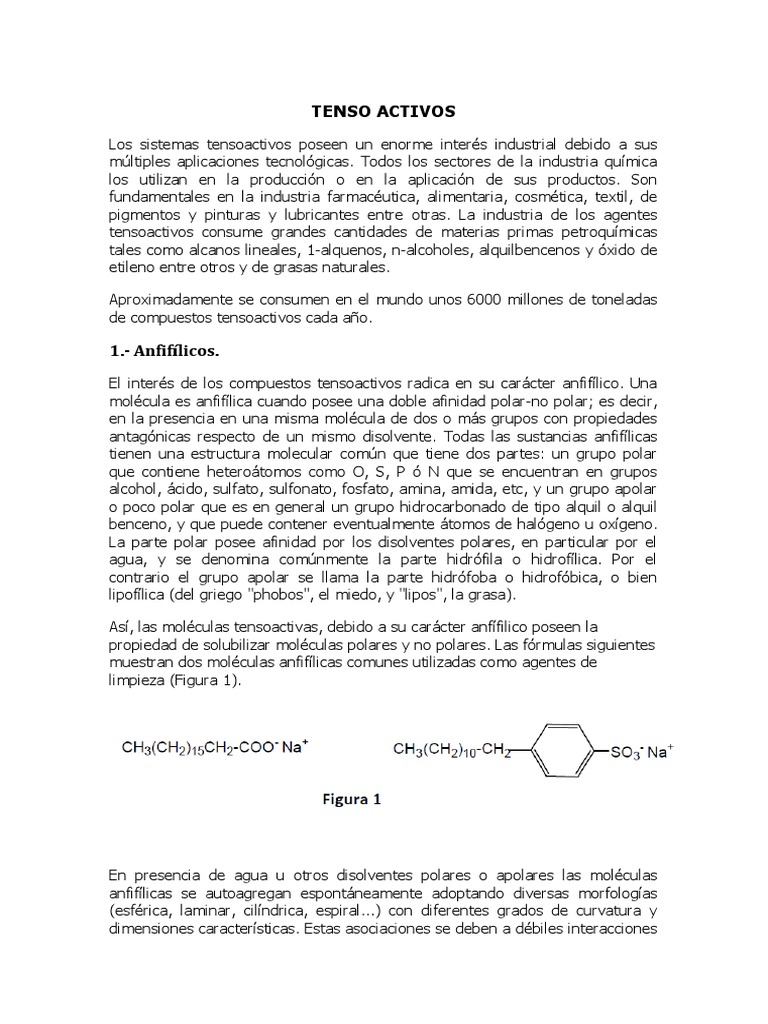 Propiedades y Usos de Tensoactivos | PDF | Tensioactivo | Polaridad química