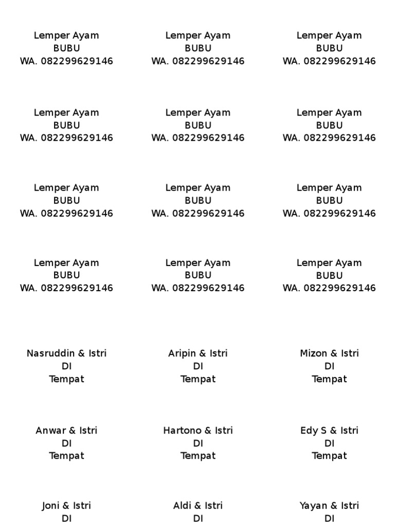 Label Lemper Ayam | PDF