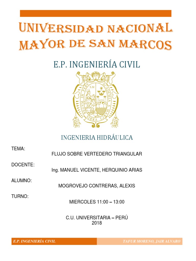 Flujo en Vertedero Triangular: Análisis | PDF | Descarga (hidrología ...