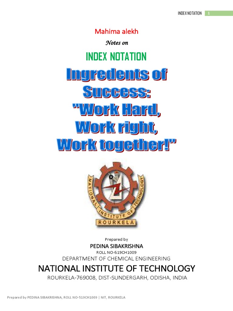 Index Notation Notes | PDF | Tensor | Euclidean Vector