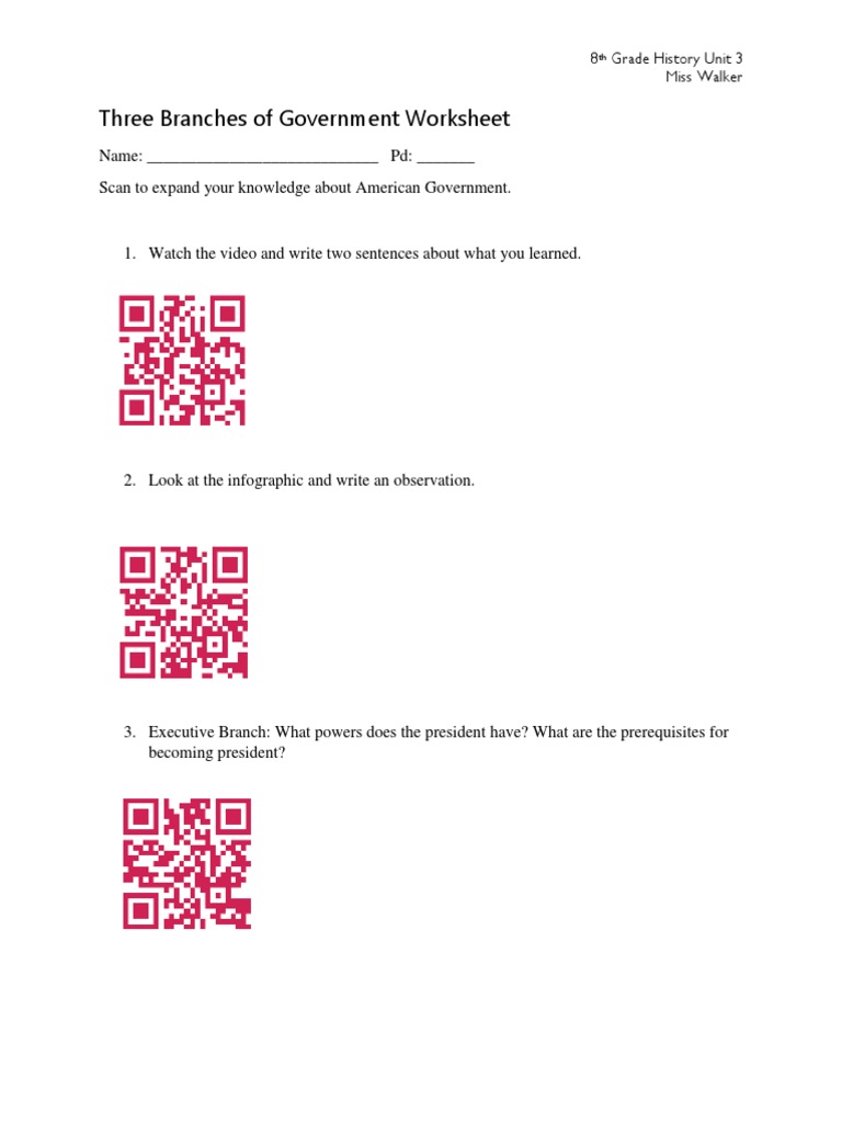 8th Grade Government Worksheet | PDF | Politics