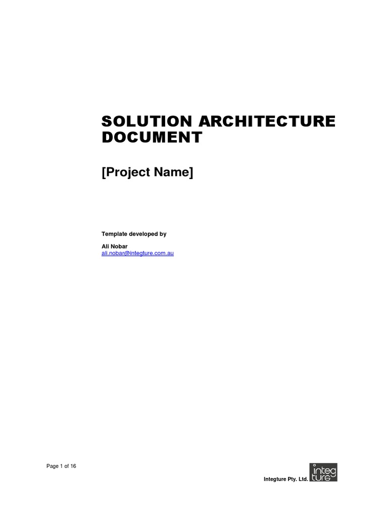 Solution Architecture Document SAD Template | PDF | Scope (Computer Science) | Computer Security