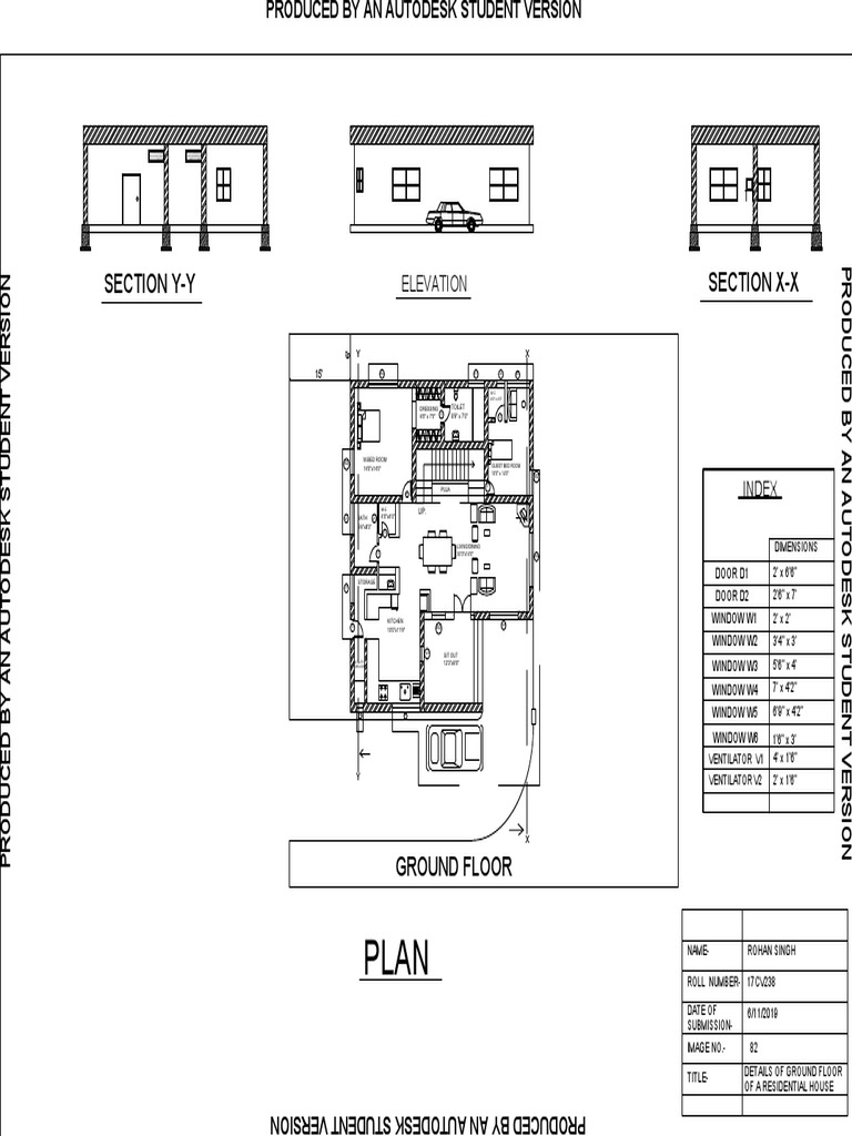 Section X-X Section Y-Y: Elevation | PDF | Buildings And Structures ...