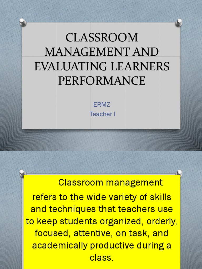 Classroom Management and Evaluating Learners Performance | PDF ...