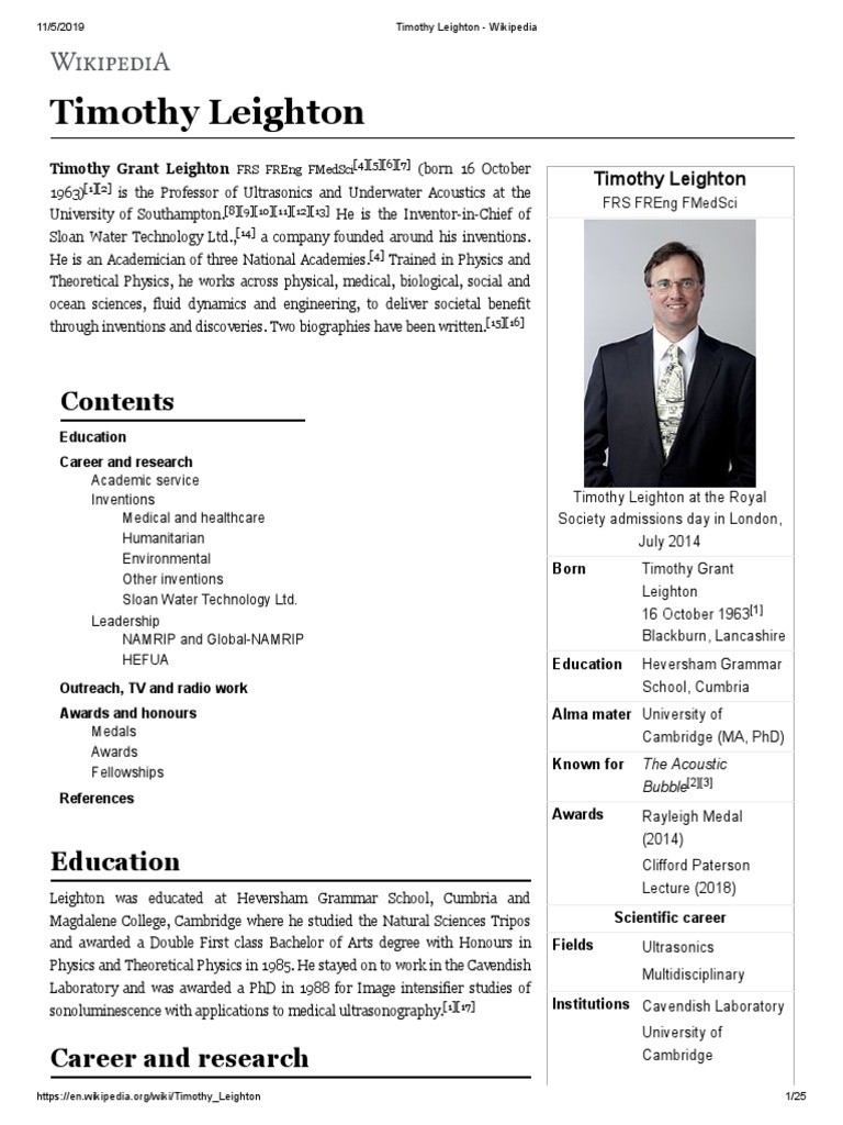 Timothy Leighton - Wikipedia | PDF | Nature
