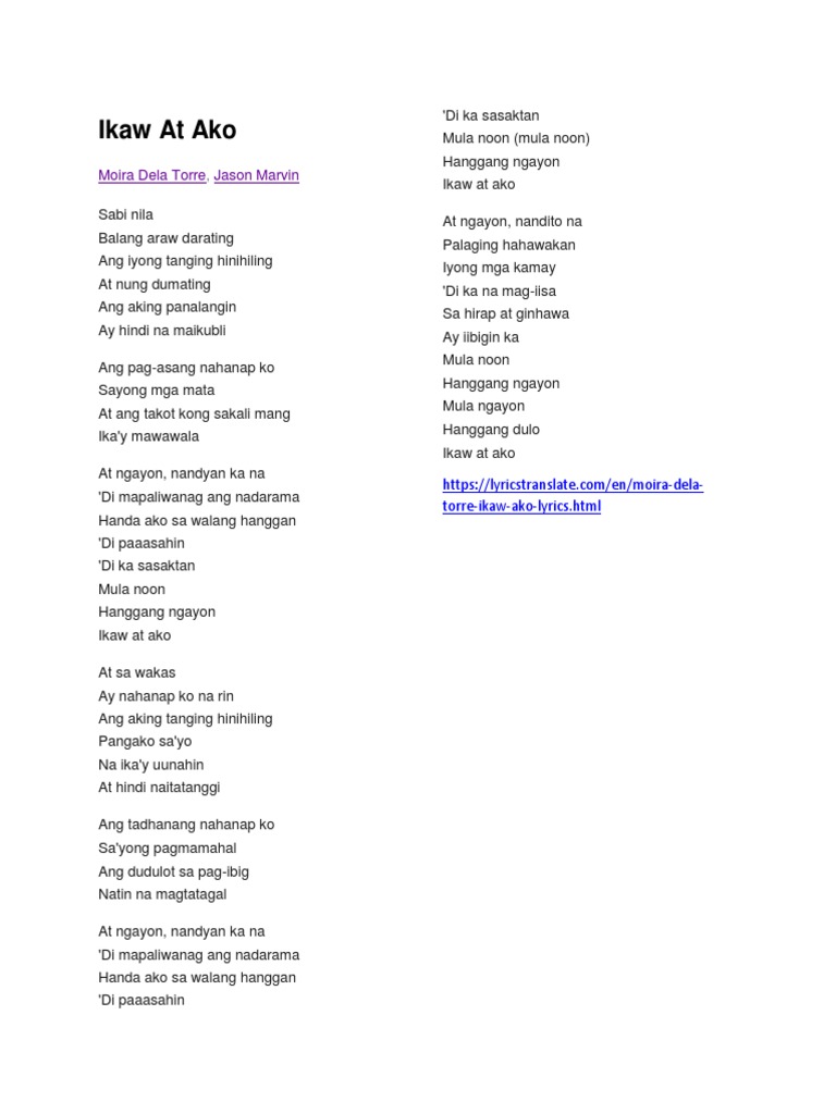 Ikaw at Ako Lyrics | PDF