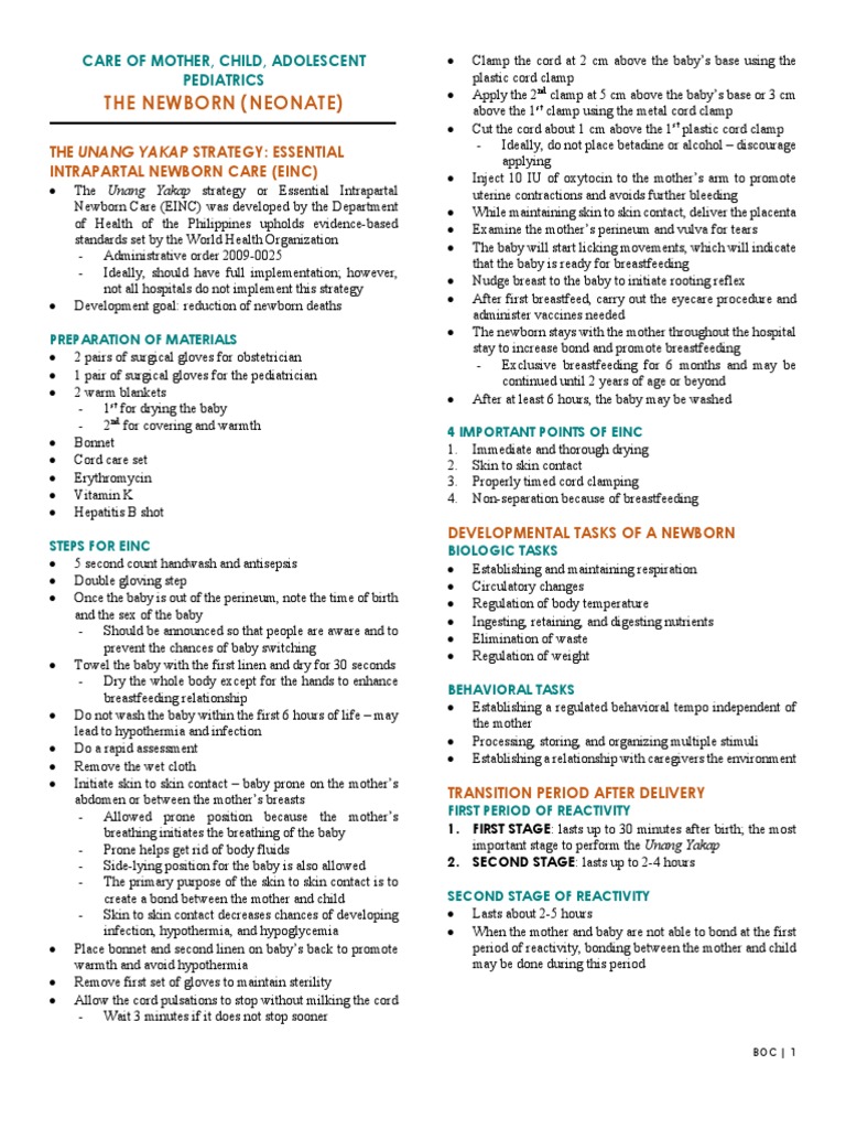 The Newborn (Neonate) : The Unang Yakap Strategy: Essential Intrapartal ...