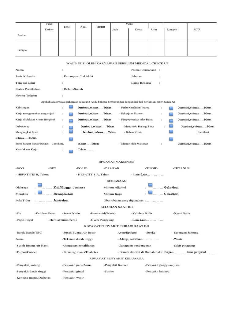 MEDICAL CHECKUP FORM | PDF