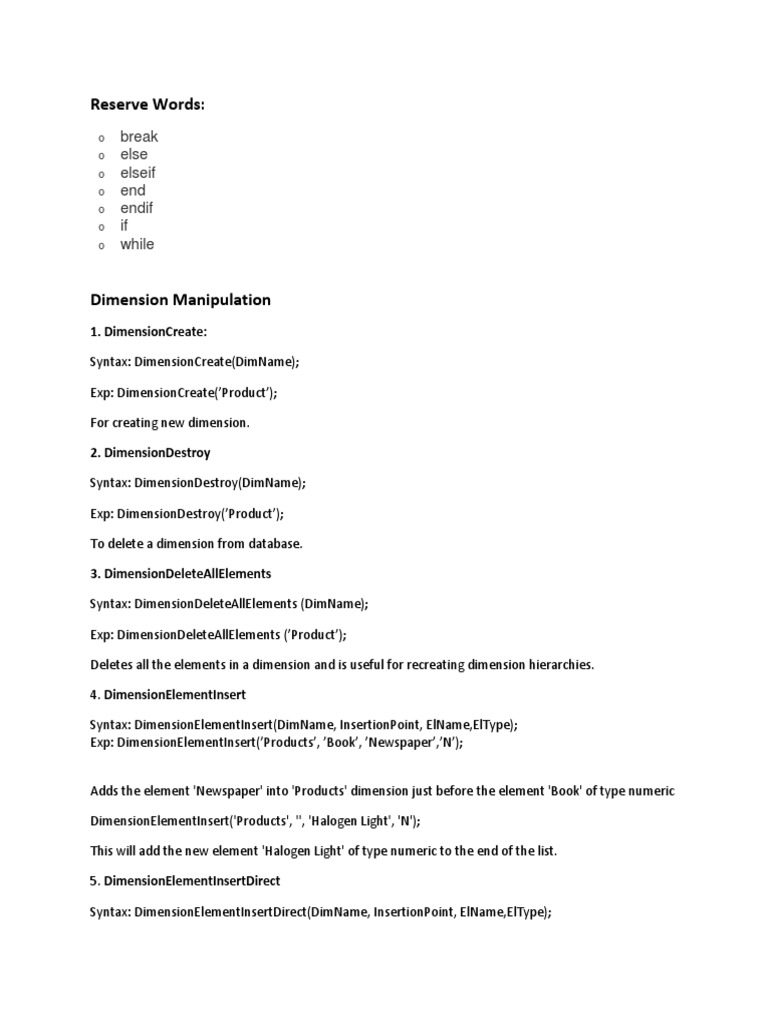 TM1 - Turbo Integrator Fuctions | PDF | Subroutine | String (Computer Science)