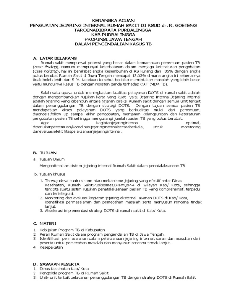 Tor Pertemuan Jejaring Internal Rs PBG | PDF