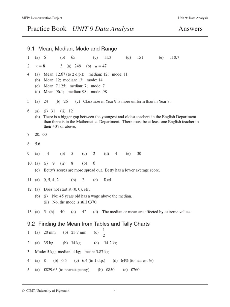 Extra Exercises Answers | PDF | Mean | Mode (Statistics)