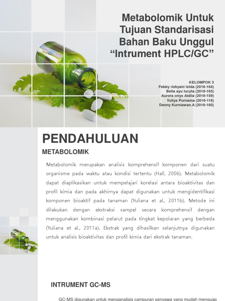 Kel.3 - Metabolomik Standarisasi HPLC - GC - Kelas e | PDF