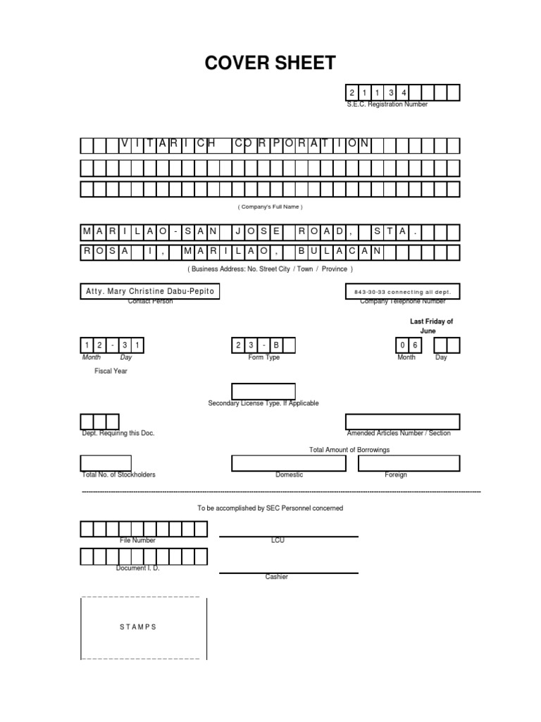 Vitarich Corporation SEC Form 23-B | PDF | Securities (Finance ...