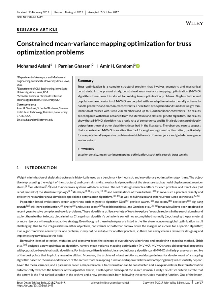 Constrained Mean-Variance Mapping Optimization For Truss Optimization Problems | PDF ...