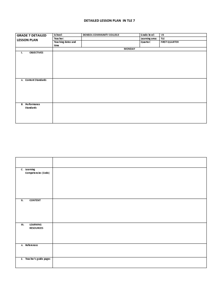 Detailed Lesson Plan Format | PDF | Lesson Plan | Teachers