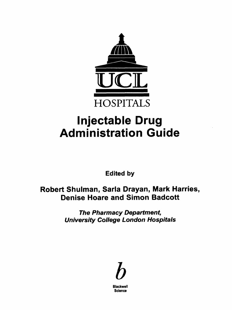 Ucl Hospitals Injectable Drug Administration Guide PDF | PDF