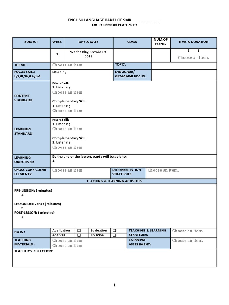 Empty Lesson Plan Template | PDF | Lesson Plan | Education Theory