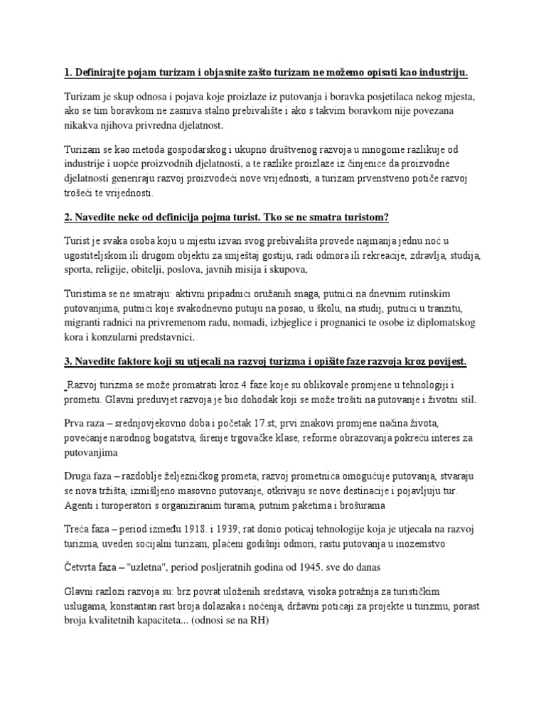 Osnove Turizma I Uvod U Turističko Poslovanje | PDF