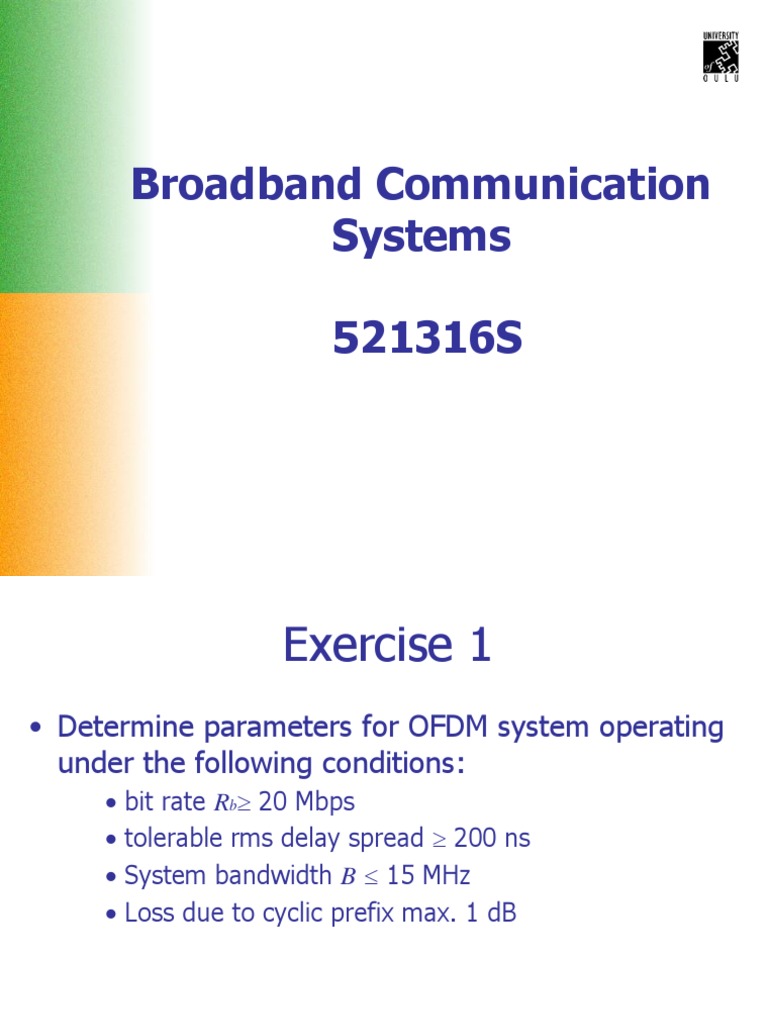 Exercise OFDM 1 PDF | PDF | Orthogonal Frequency Division Multiplexing | Bandwidth (Signal ...