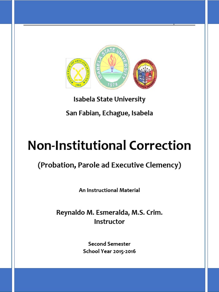 Non-Institutional Correction: Isabela State University San Fabian ...