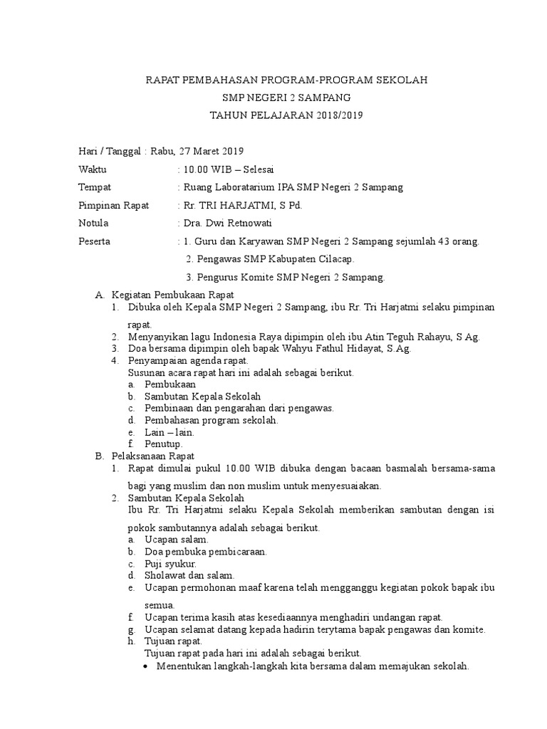 Notulen Rapat Dinas | PDF