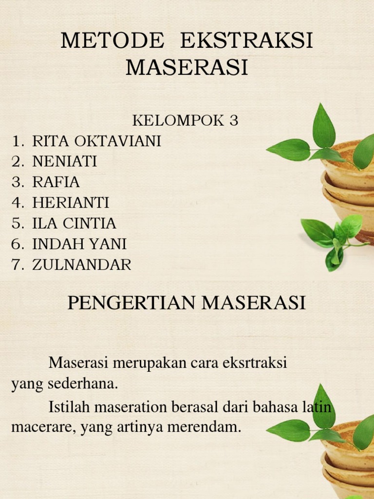 Metode Ekstraksi Maserasi | PDF Metode Ekstraksi Maserasi | PDF