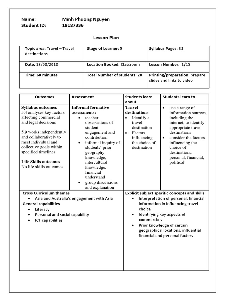Commerce Lesson Plan 19187336 Minh Phuong Nguyen | PDF | Pedagogy ...