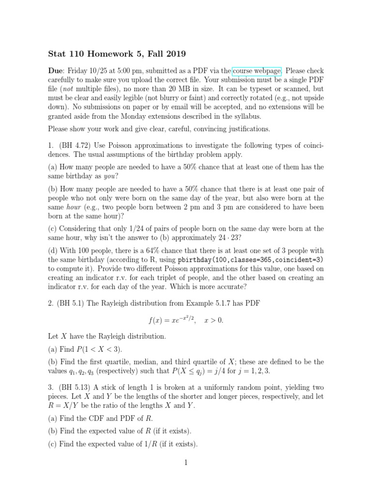 hw5 PDF | PDF | Standard Deviation | Probability Distribution