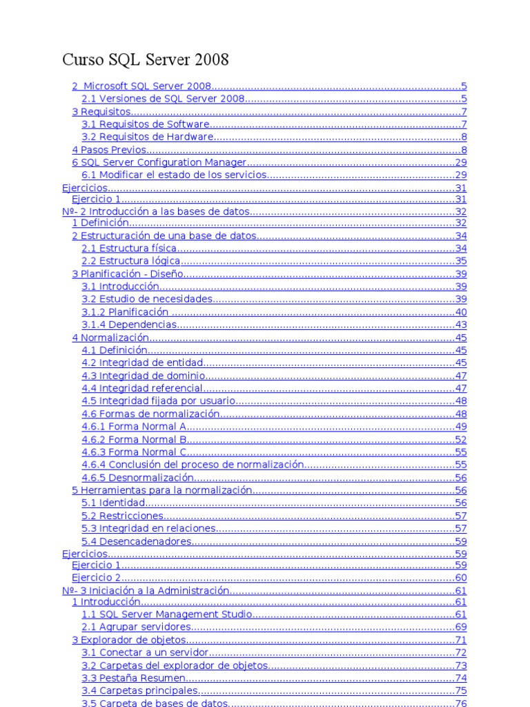 Intro SQL Server 2008 | PDF | Servidor SQL de Microsoft | Microsoft Windows