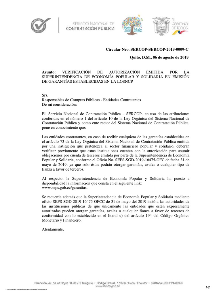 Sercop Sercop 2019 0009 C1 PDF | Descargar gratis PDF | Gobierno