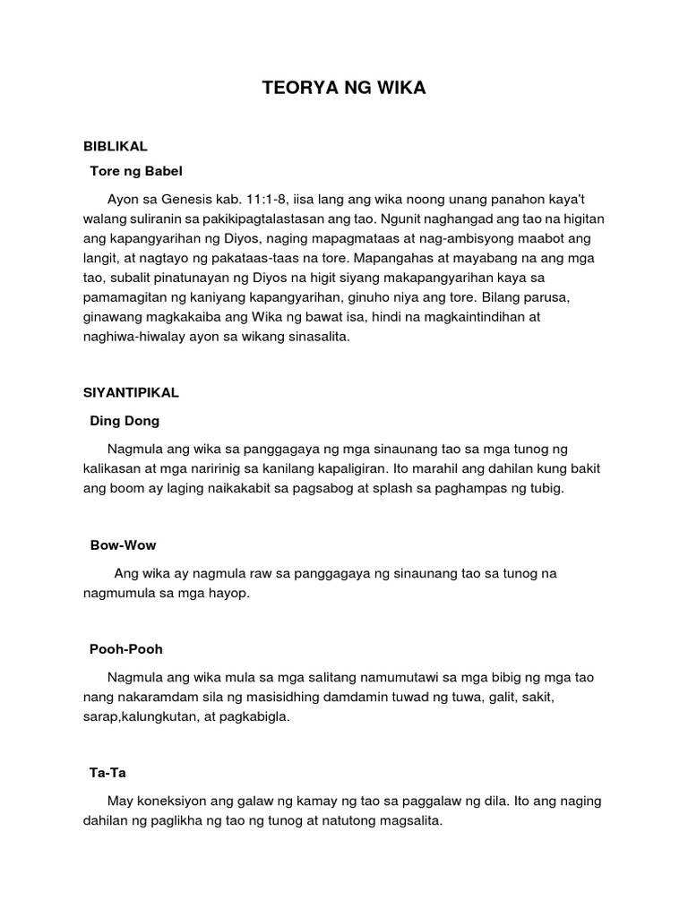 Teorya NG Wika | PDF