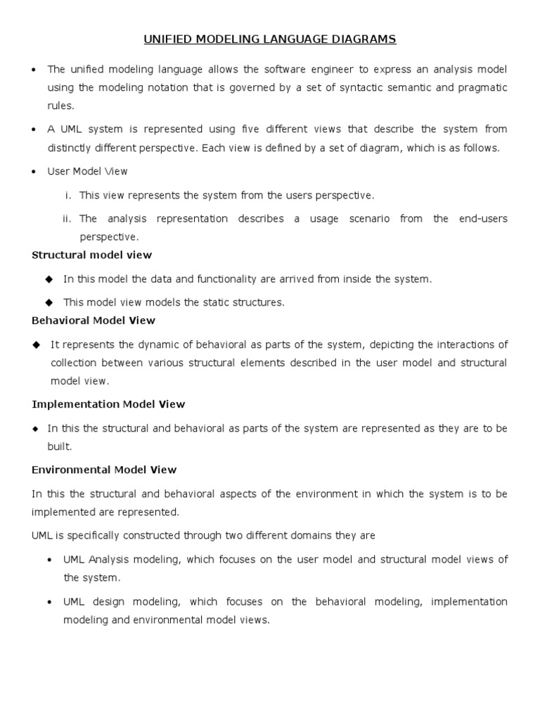 Unified Modeling Language Diagrams: Structural Model View | PDF ...